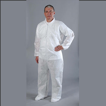 Critical Cover® AlphaGuard® Cleanroom Coveralls - White w/ AquaTrack ...